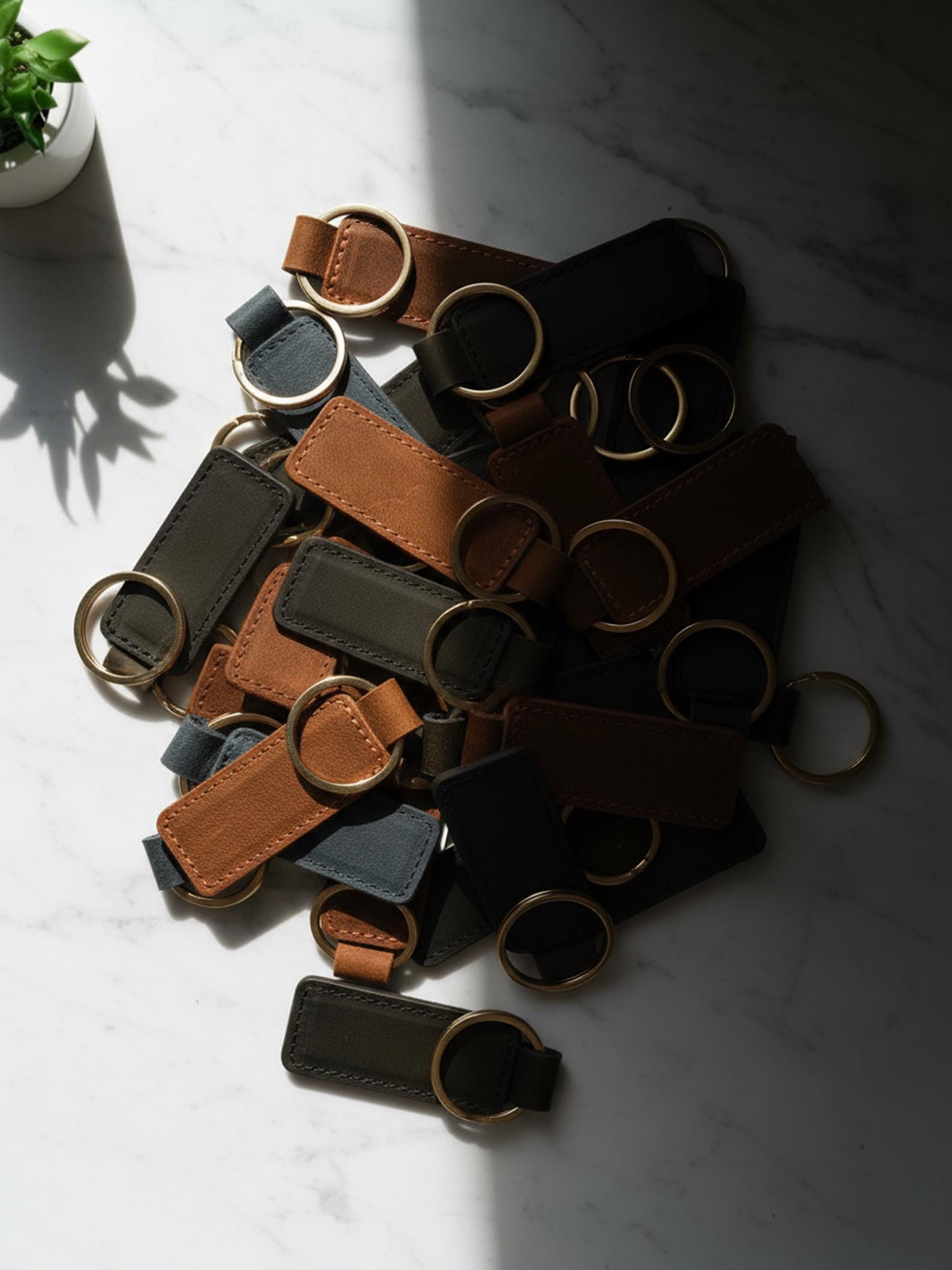 50 Leather Keychains Bulk – Personalized Custom Logo Key Fobs, Genuine ...