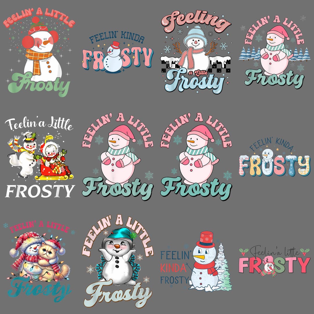 Feelin Little Frosty PNG – Groovy Retro Snowman Christmas Pajama ...