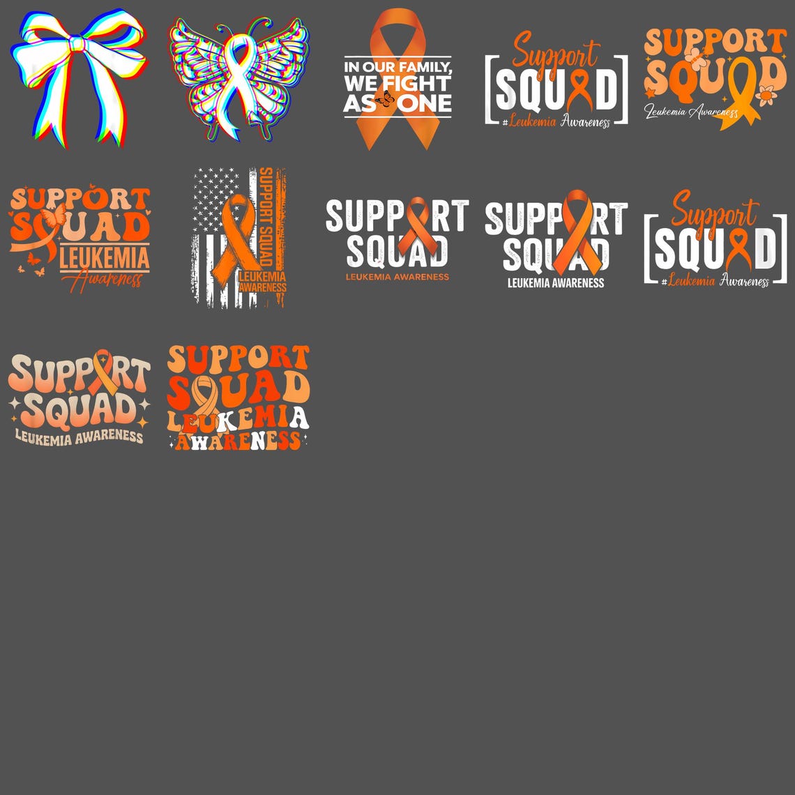 Support Squad Leukemia Awareness PNG – Orange Ribbon Cancer Clipart ...