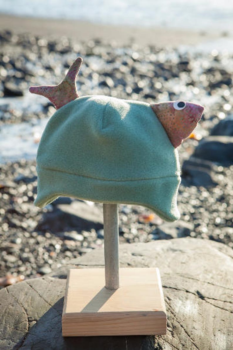 Green Fish- Children's Fleece Hat, Handmade Cute Kids Clothing, Warm ...