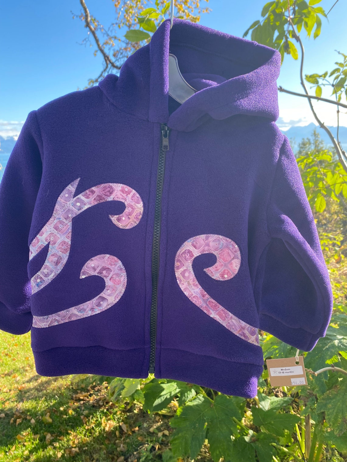 Purple Octopus- Children's Fleece Jacket, Handmade Fleece Jacket for ...
