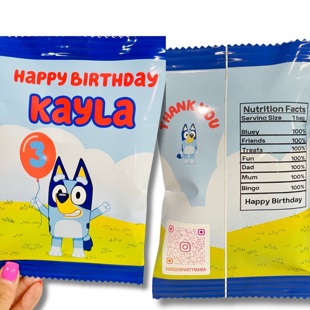 Bluey Theme Personalized Chip Snack Bags Party Favors Gifts - Etsy