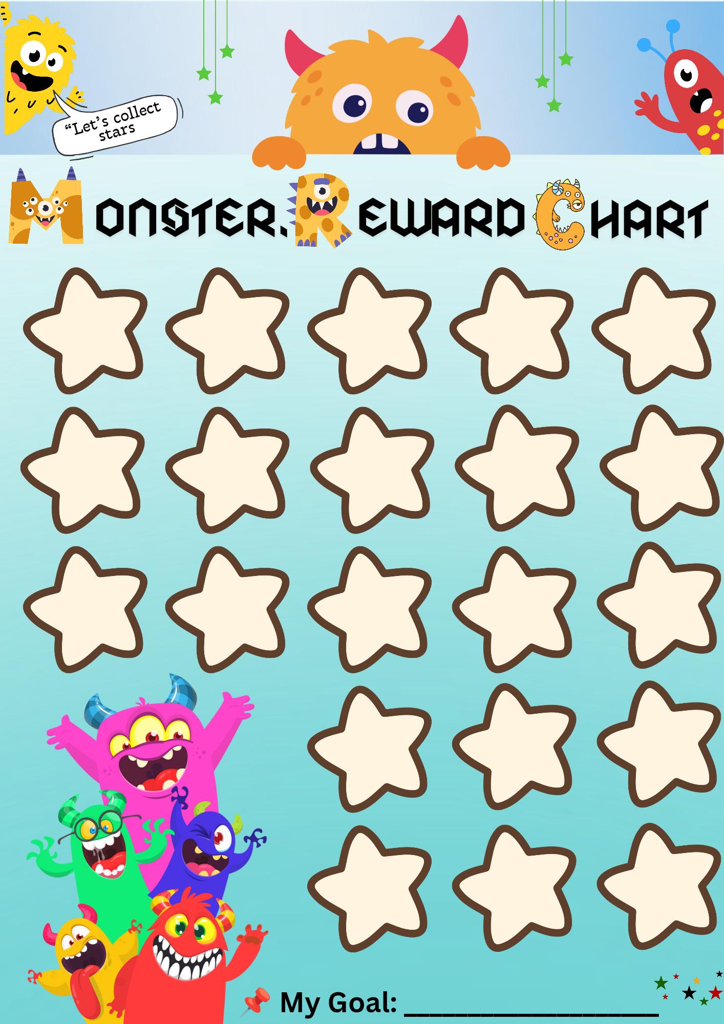 Monster Reward Chart & Tokens Bundle | Printable Behavior System (A4 ...