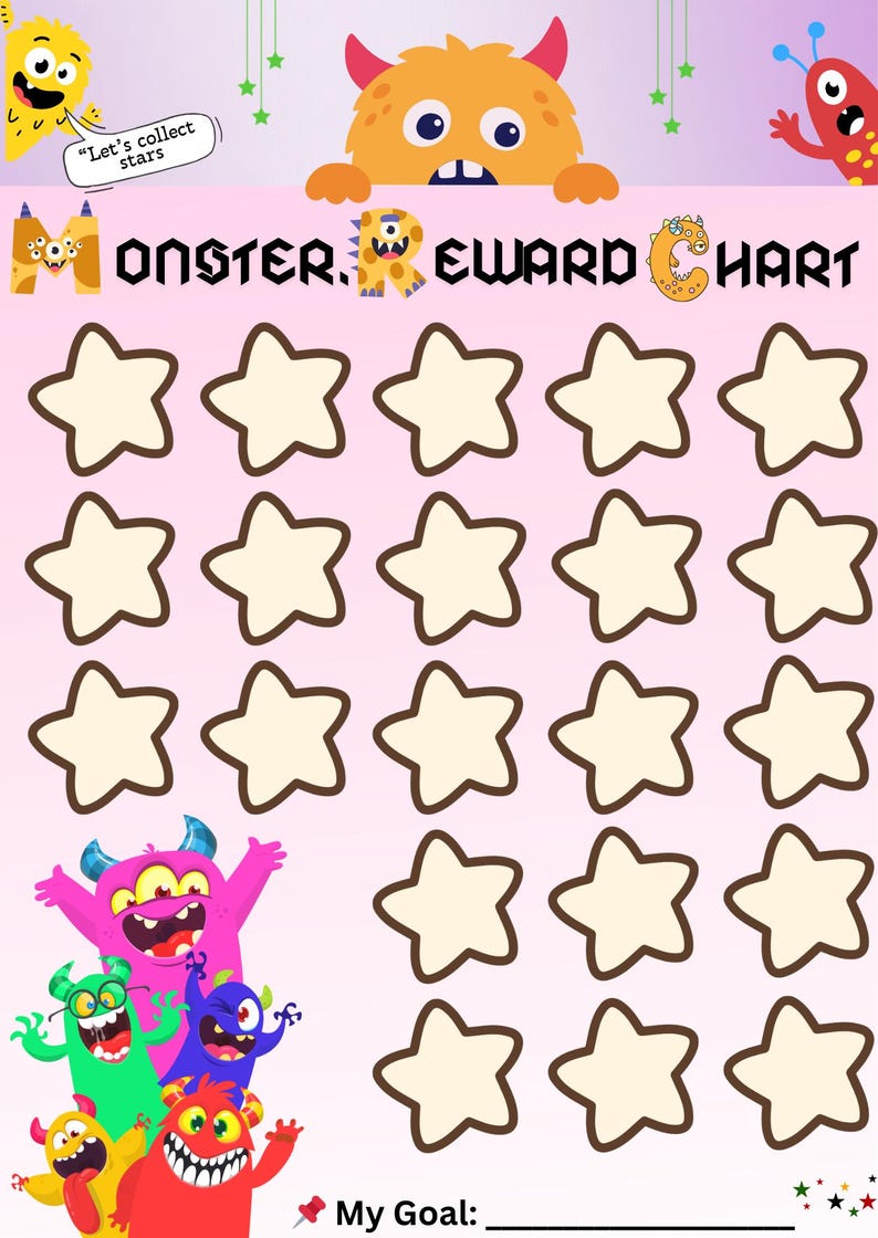 Monster Reward Chart & Tokens Bundle | Printable Behavior System (A4 ...