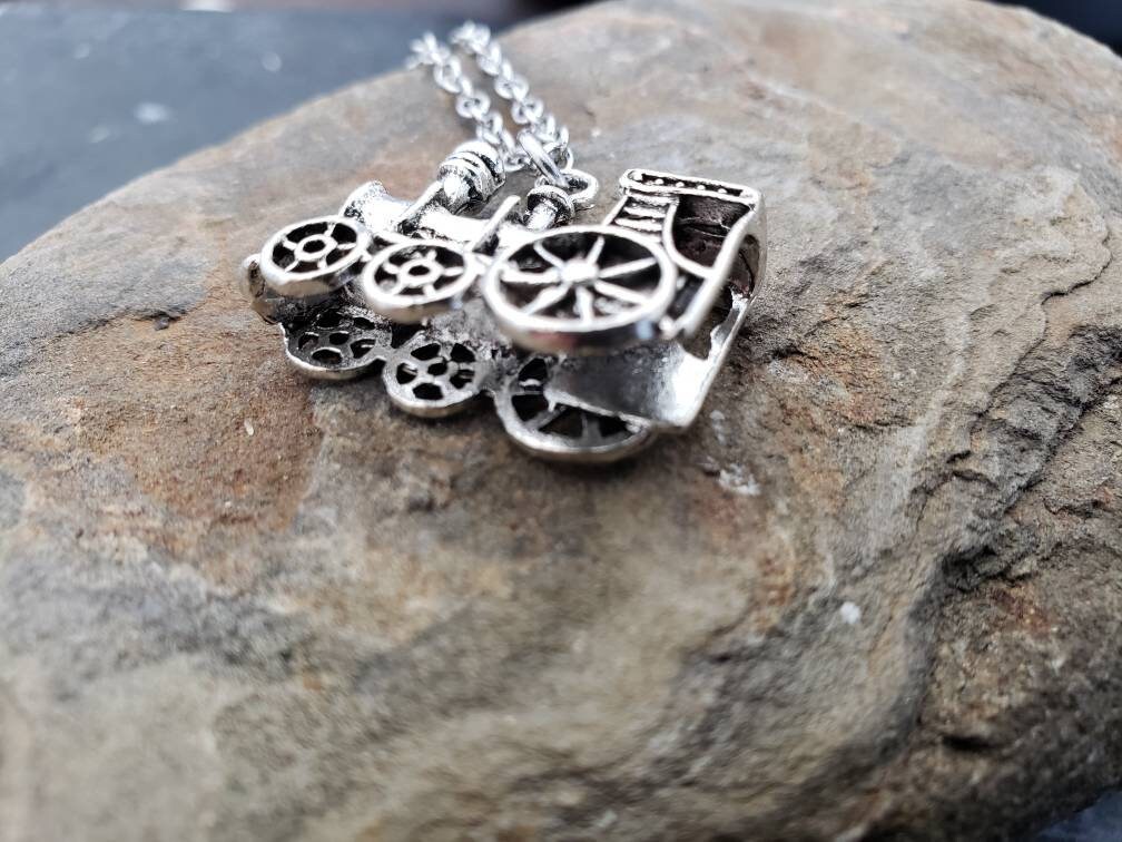 Sale Antique Silver Train Pendant Necklace, 3D Train Chain Necklace ...