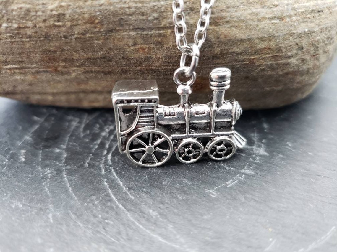 Sale Antique Silver Train Pendant Necklace, 3D Train Chain Necklace ...