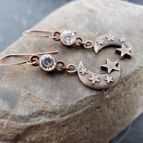 Antique Crescent Moon Earrings - Etsy