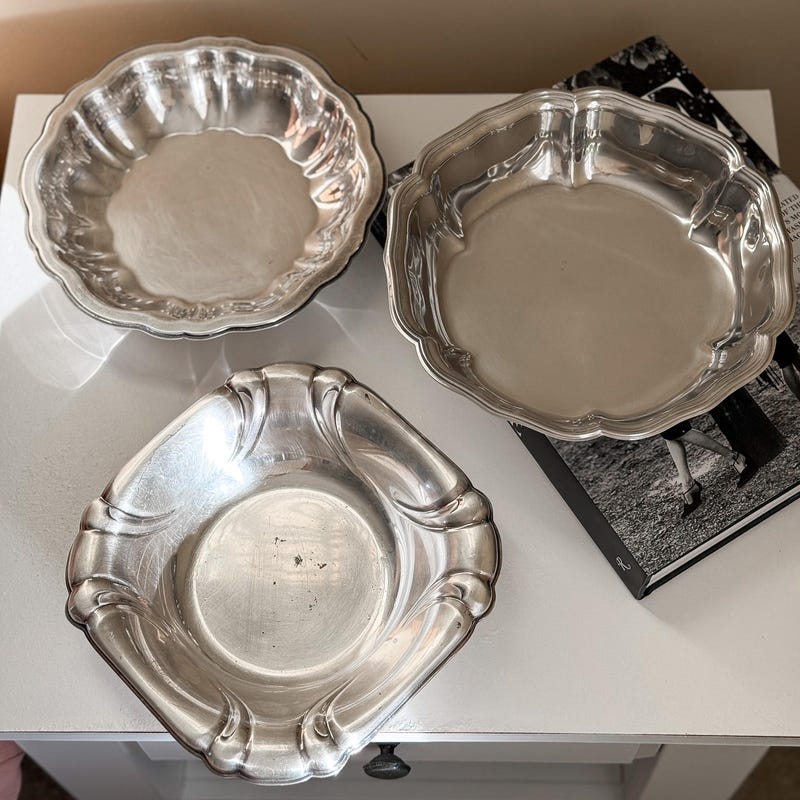 Silver Vintage Bowl Tray - Etsy