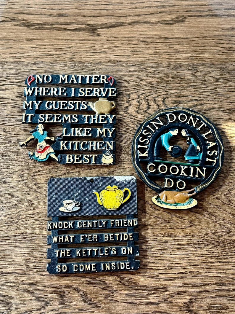 Vintage Cast Metal Kitchen Trivet, Retro Cottagecore Wall Decor - Etsy