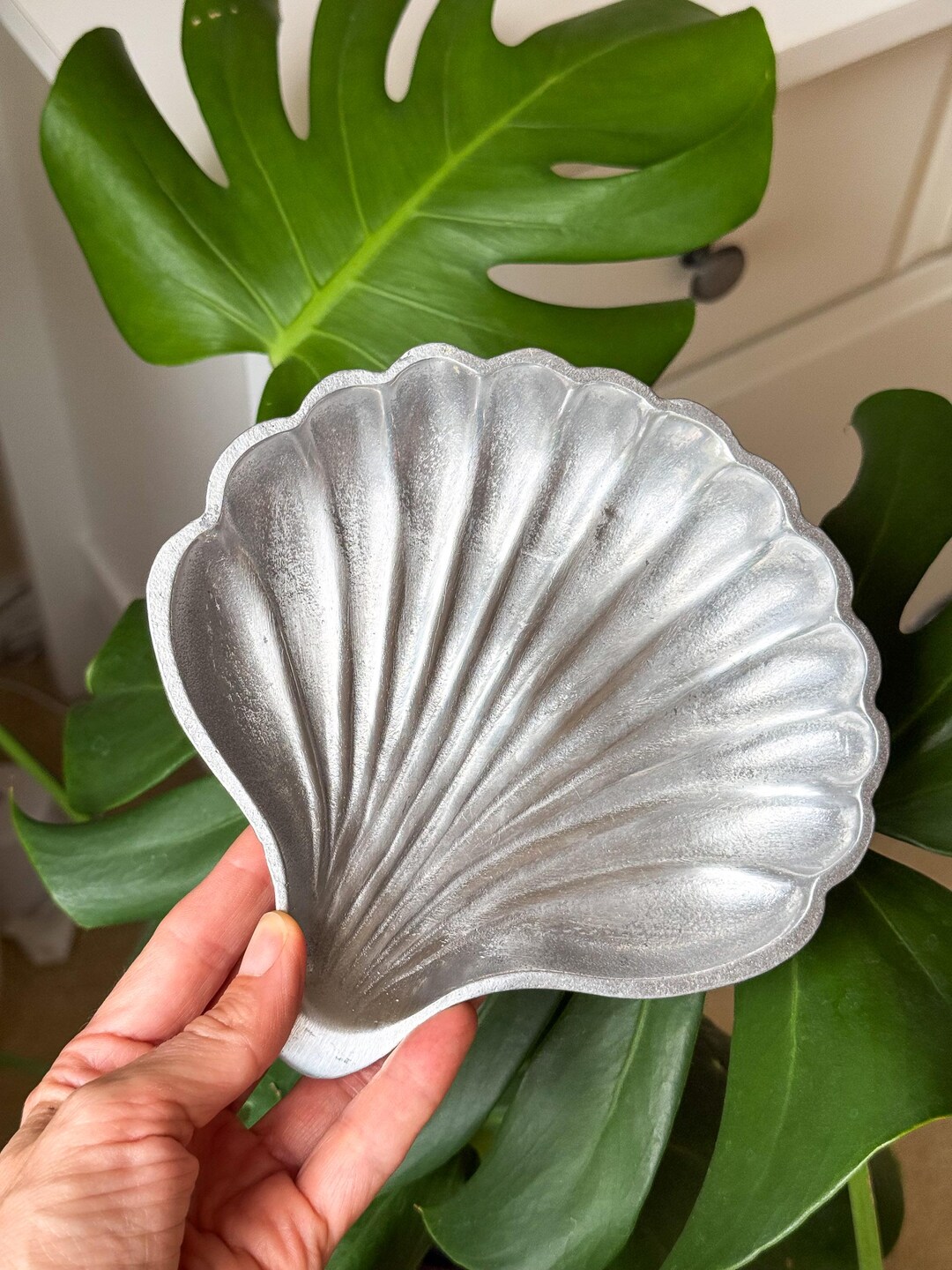 Vintage Pewter Shell Tray | Scallop Shell Dish | Coastal Decor - Etsy