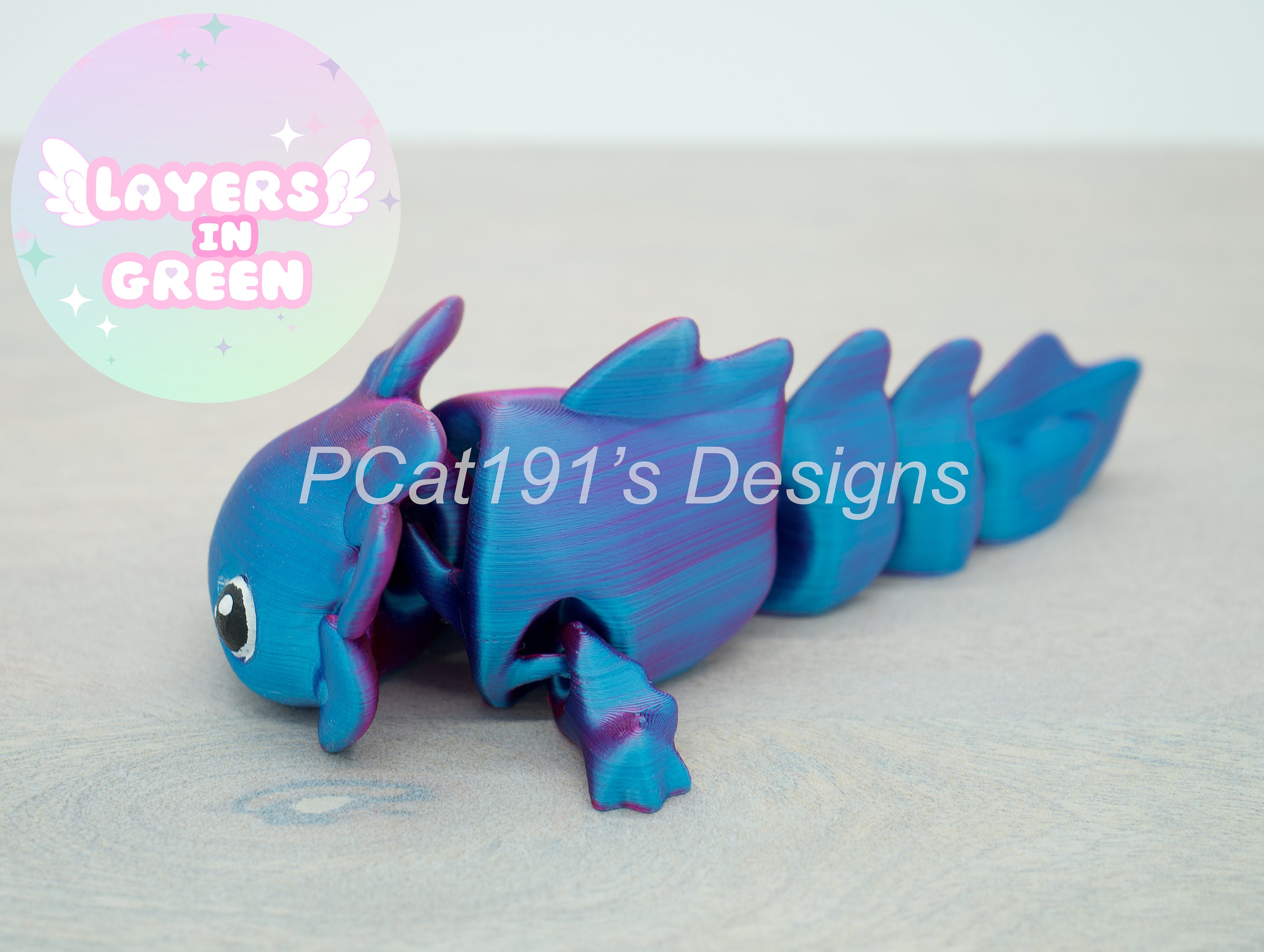 3D Printed Articulated Axolotl Tadpole Decoration - Etsy