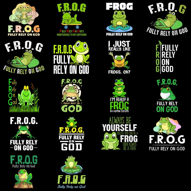 FROG Fully Rely on God PNG, Slay Cute Christian Faith Clipart, Digital ...