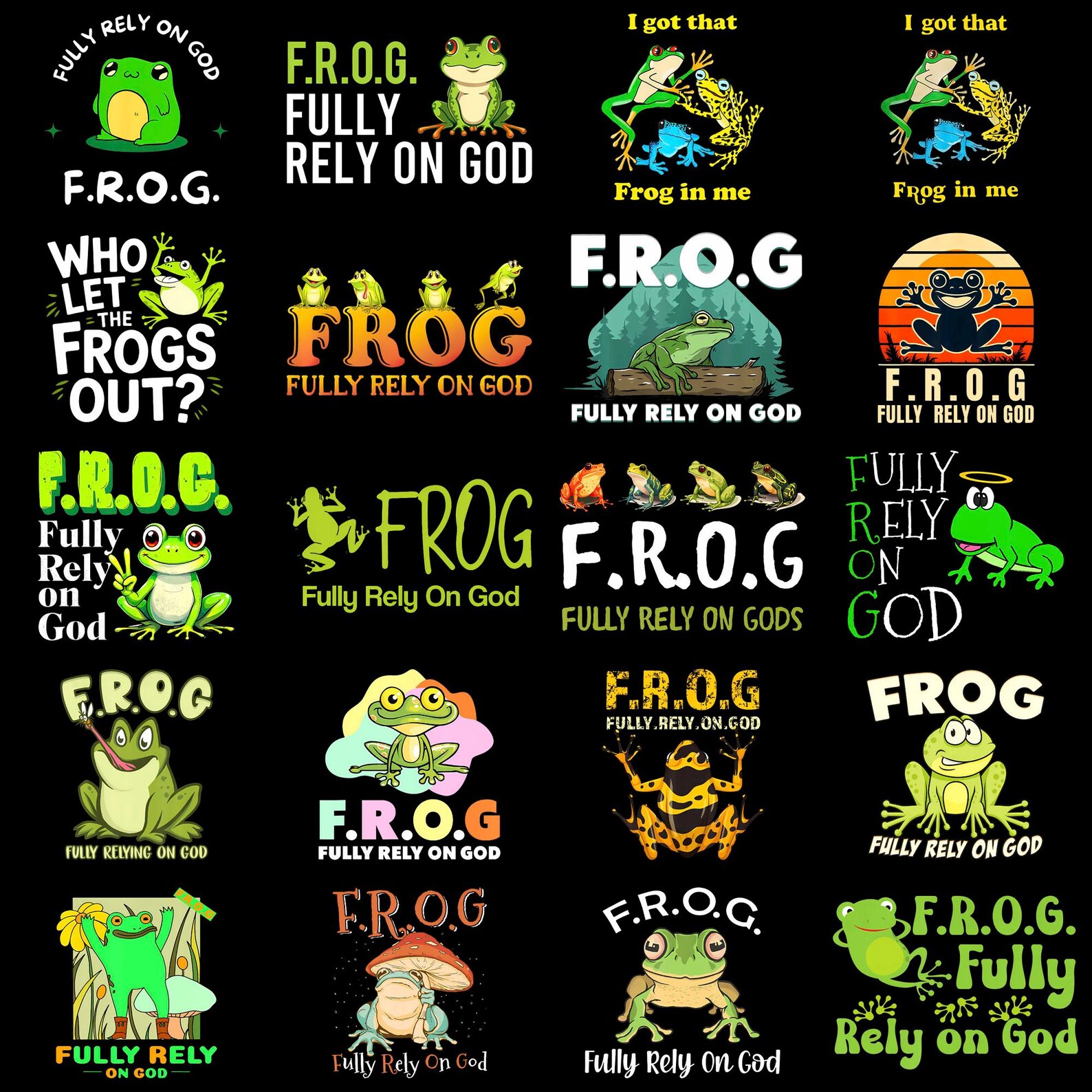 FROG Fully Rely on God PNG, Slay Cute Christian Faith Clipart, Digital ...