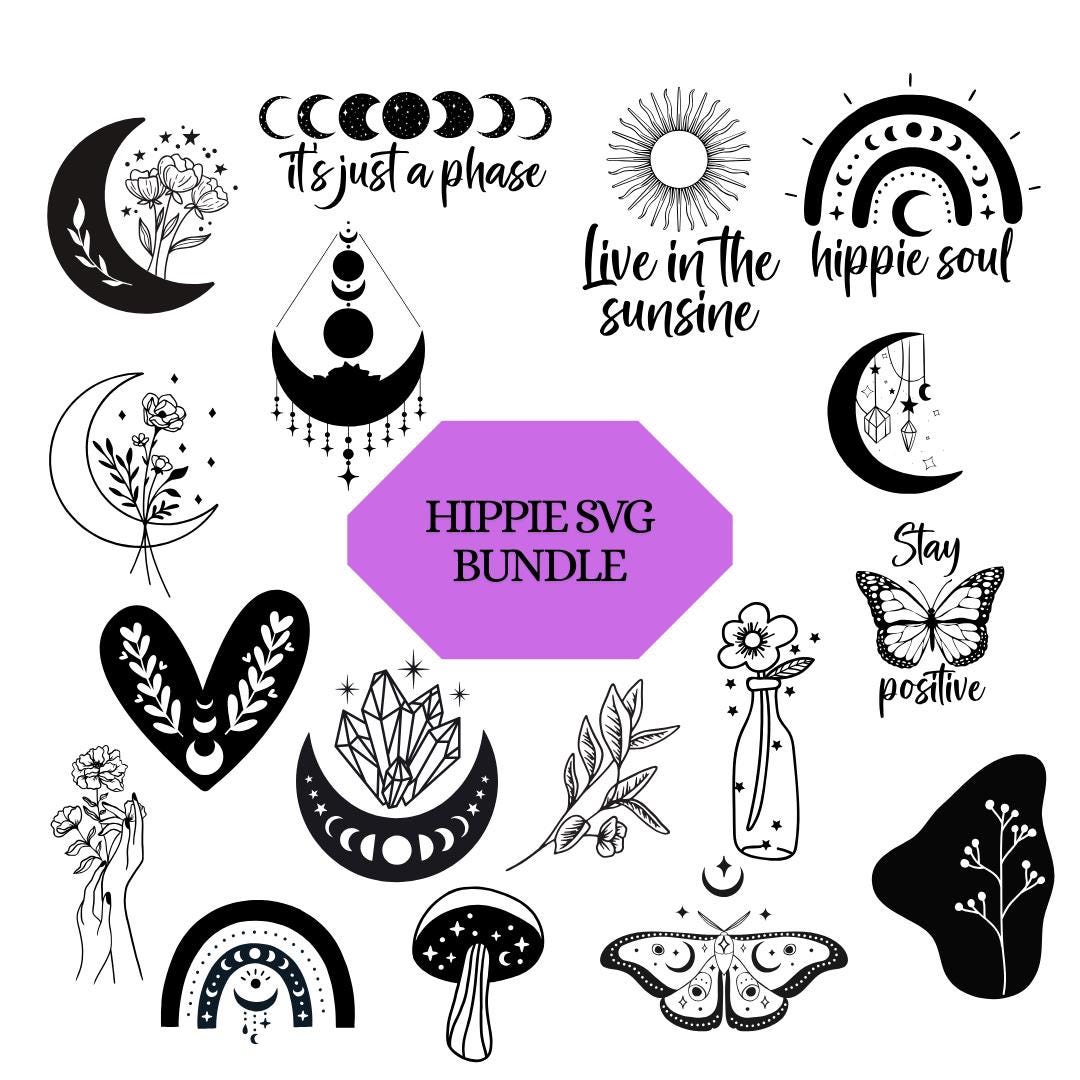 Hippie SVG: Boho Peace Sign Cut Files for Cricut & Silhouette, Retro ...