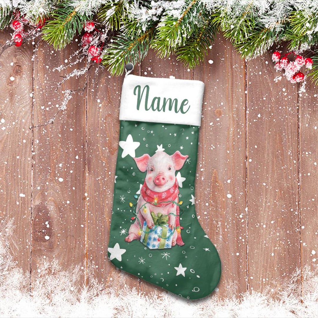 Personalized Christmas Stockings, Cute Pig Stockings With Name Pet ...