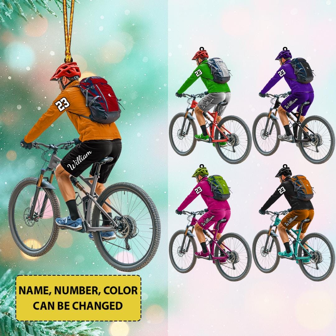 Personalized Mountain Biking Christmas Ornament, Custom Mountain Bike ...
