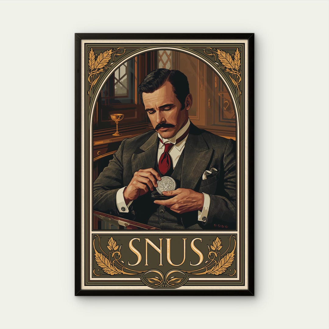Vintage Snus Poster, a 1920s Art Deco Advertising Print. - Etsy