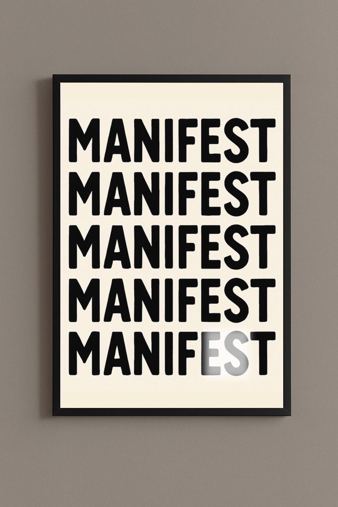 Manifest Poster – Minimalist Typography Wall Art Print, Motivational ...