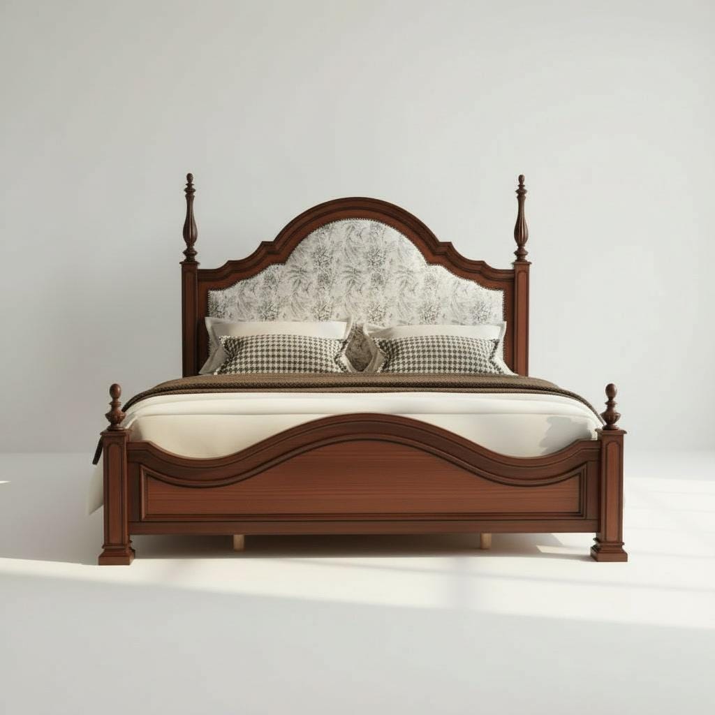 Handcrafted Solid Wood Bed Frame | Upholstered Headboard, Custom Finish ...