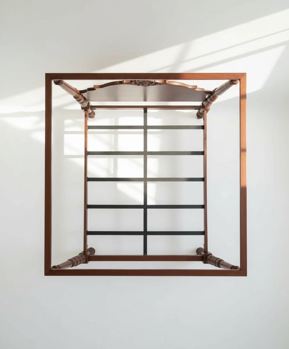 Traditional Wooden Canopy Bed With Decorative Carved Headboard and ...
