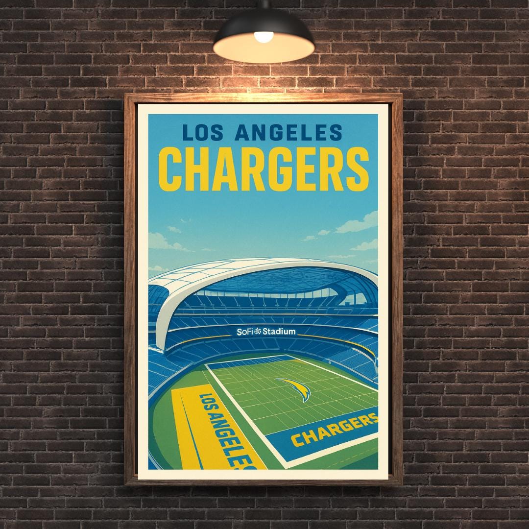Los Angeles Chargers Sofi Stadium Poster – NFL Football Wall Art – Bolt ...