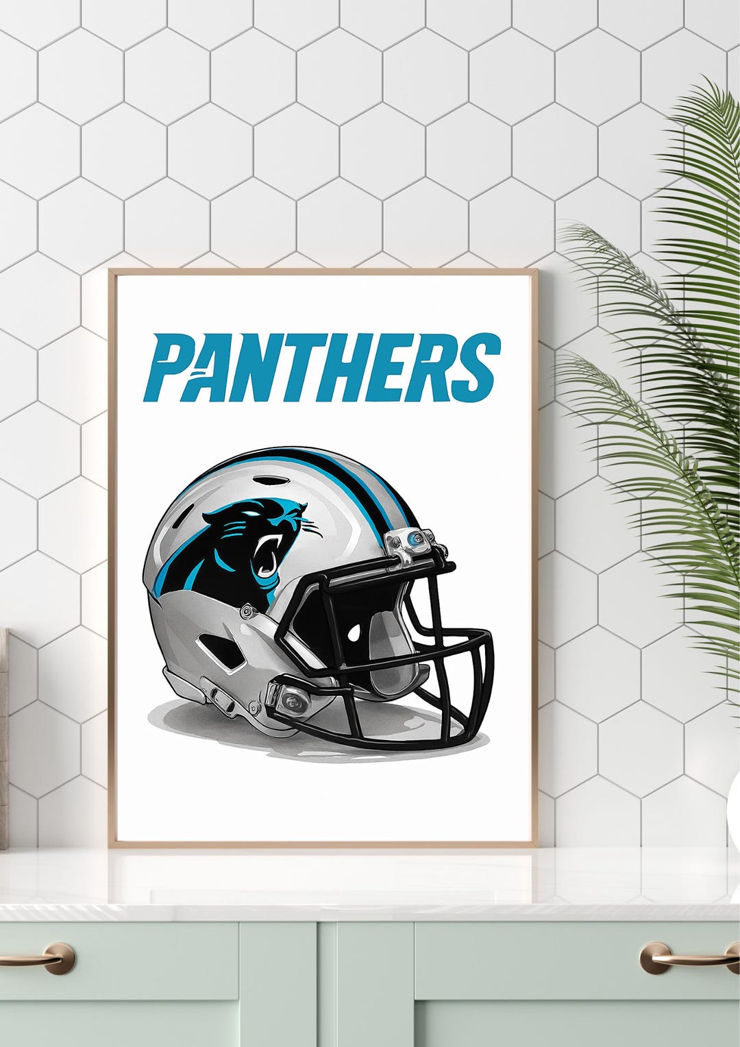 Carolina Panthers Helmet Poster – Modern NFL Wall Art, Panthers ...
