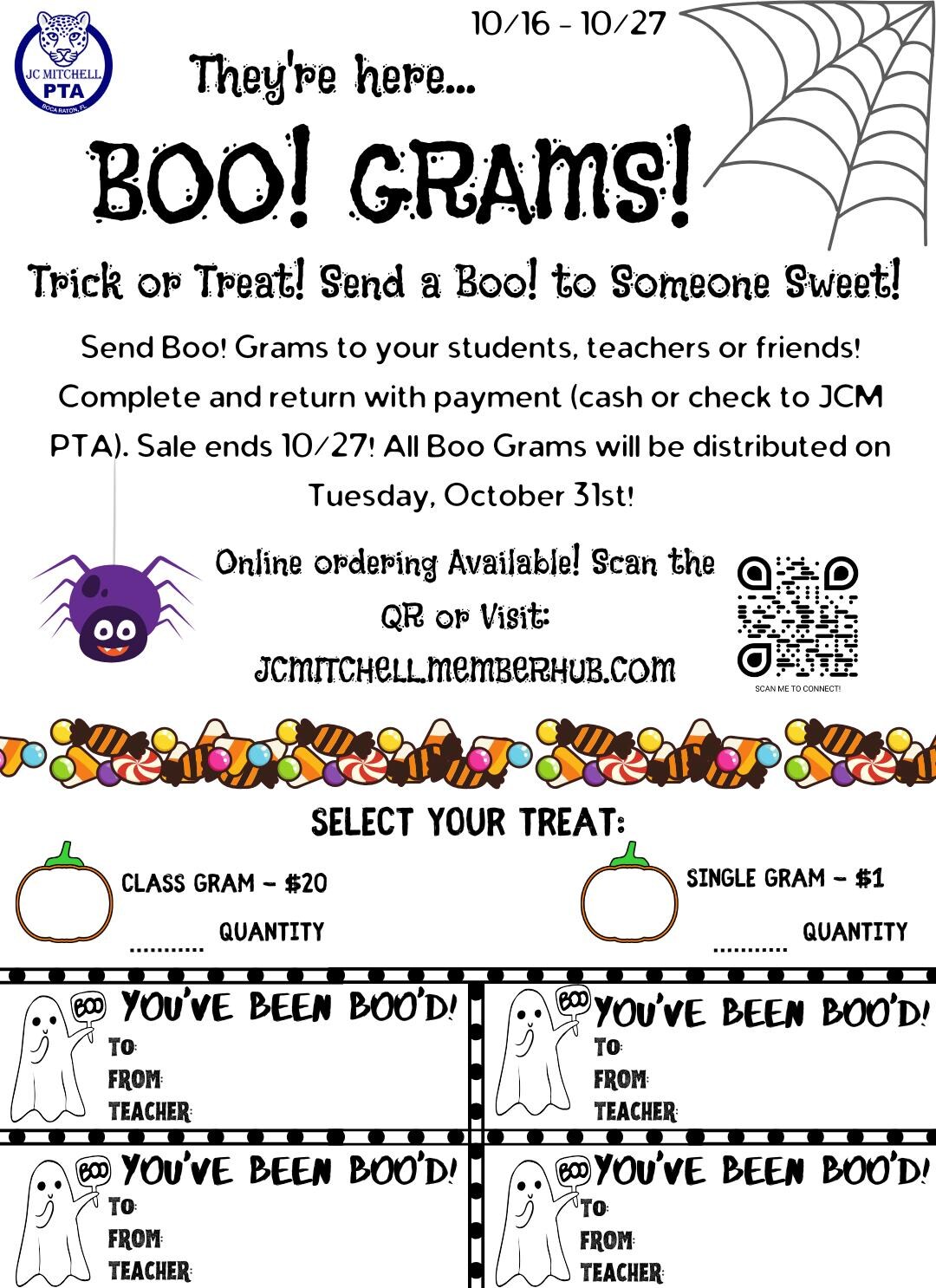 Customizable Halloween Boo Gram Flyer Template: PTO PTA, English ...