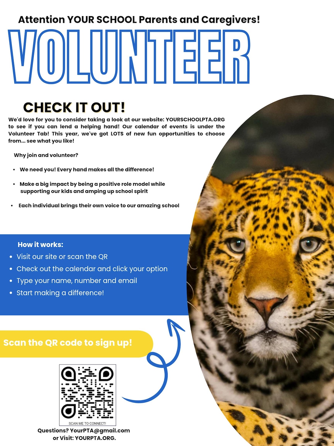 Customizable Canva PTO PTA Volunteer Flyer Template Digital Download - Etsy