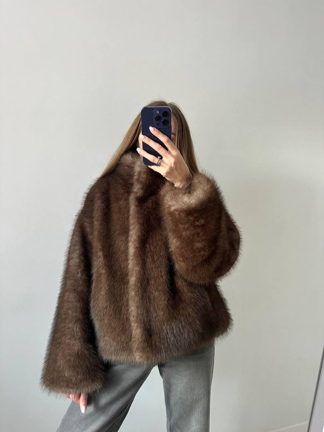 Brown Faux Fur Coat – Old Money Style Outerwear for Women, Oversized ...