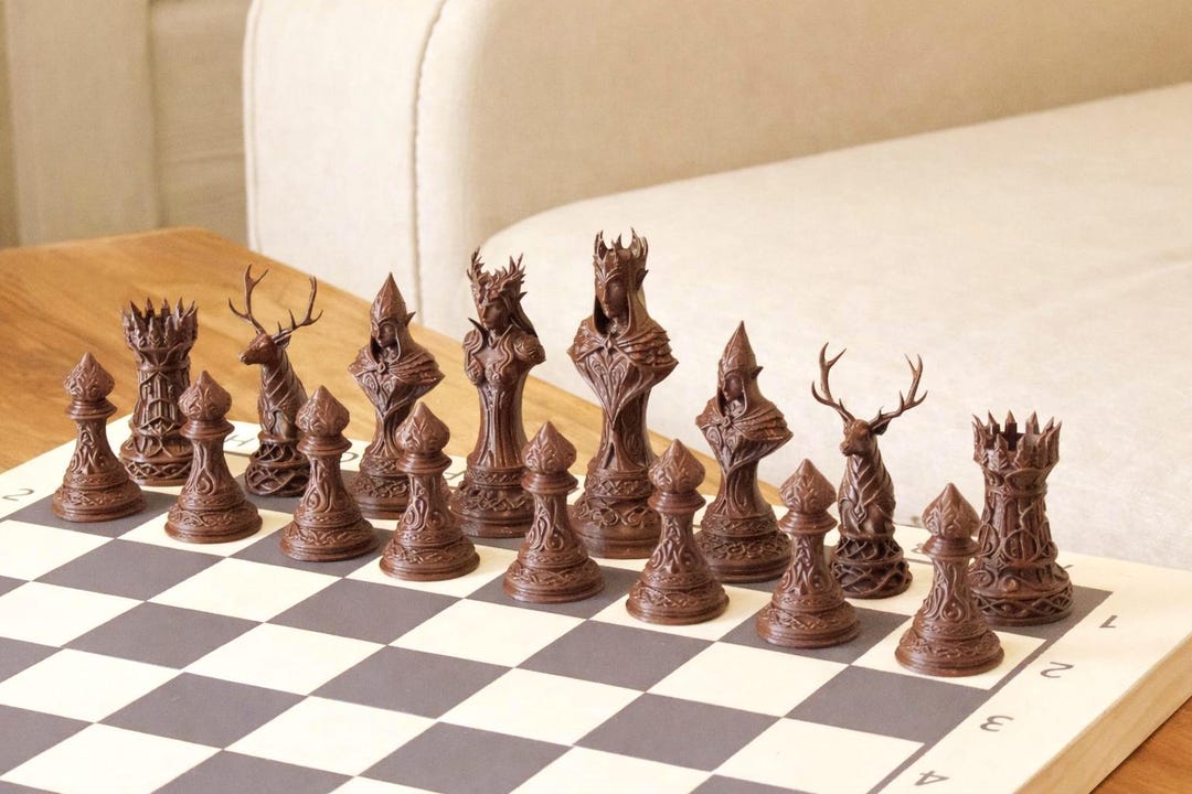 Elf Chess Set - 32 Fantasy Chess Pieces, Modern Chess Set, Board Game ...