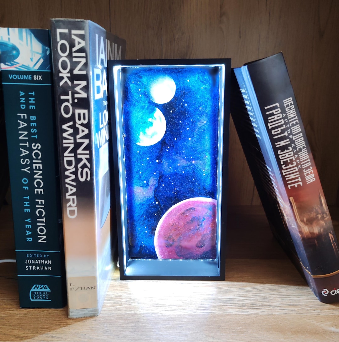 LED Galaxy Book Nook | Hand Painted Sci Fi Decor | Personalized Gift ...