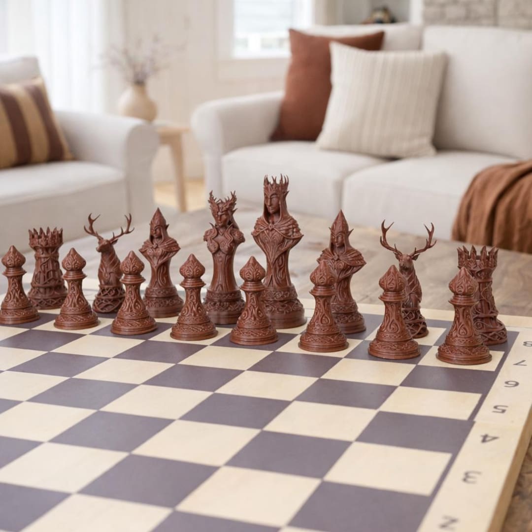 Elf Chess Set - 16 Fantasy Chess Pieces, Modern Chess Set, Board Game ...