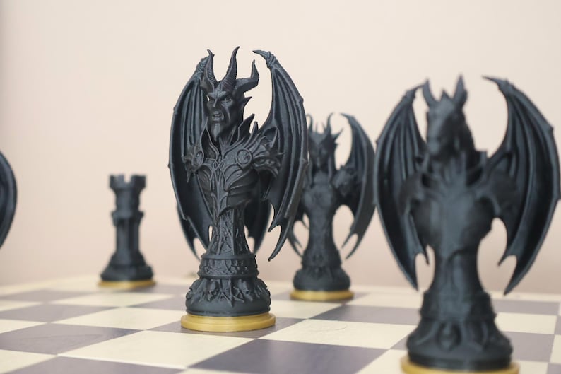 Angels Vs Demons Chess Set - 32 Custom Fantasy Chess Pieces, Epic Board ...