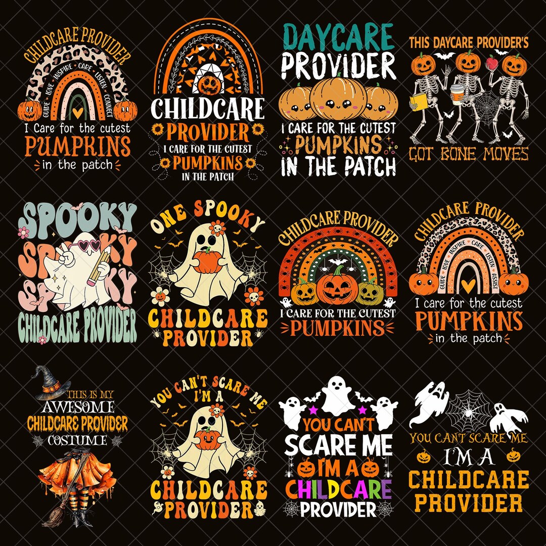 Childcare Provider Halloween PNG Bundle, Daycare Teacher Pumpkin ...