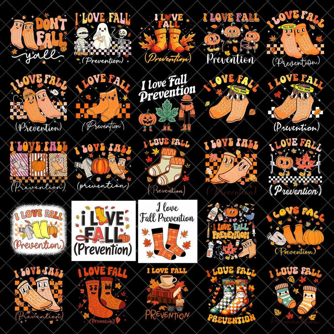 I Love Fall Prevention Autumn Nurse Png Bundle, Cute Fall Floral ...