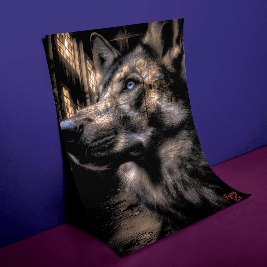 Dark Wolf Poster – Totem Animal Wall Art Print – Urban Decay Wolf ...