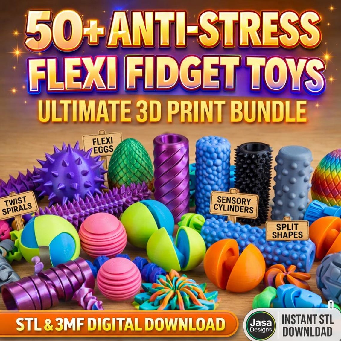50+ Anti-stress Flexi Twisty Fidget Toys STL Bundle | Articulated 3D ...