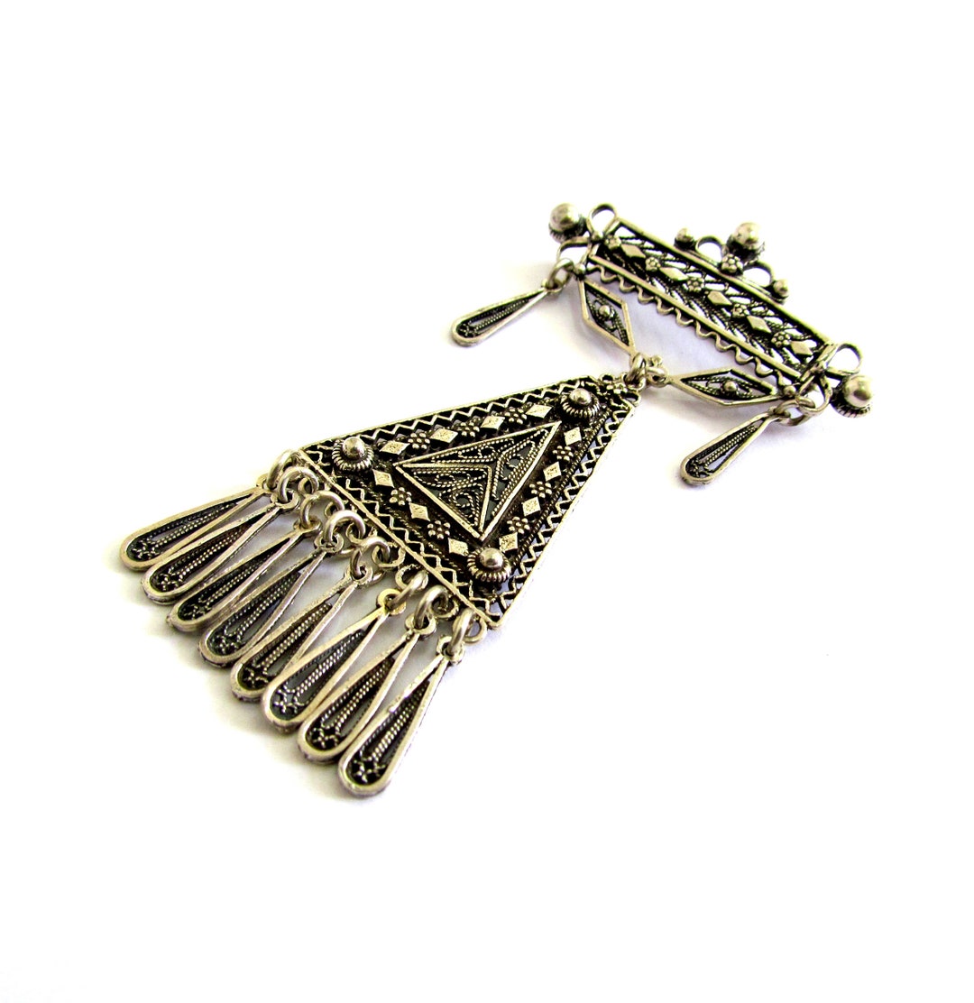 Sterling Silver Brooch Pin for Women, Ethnic Filigree Silversmith ...