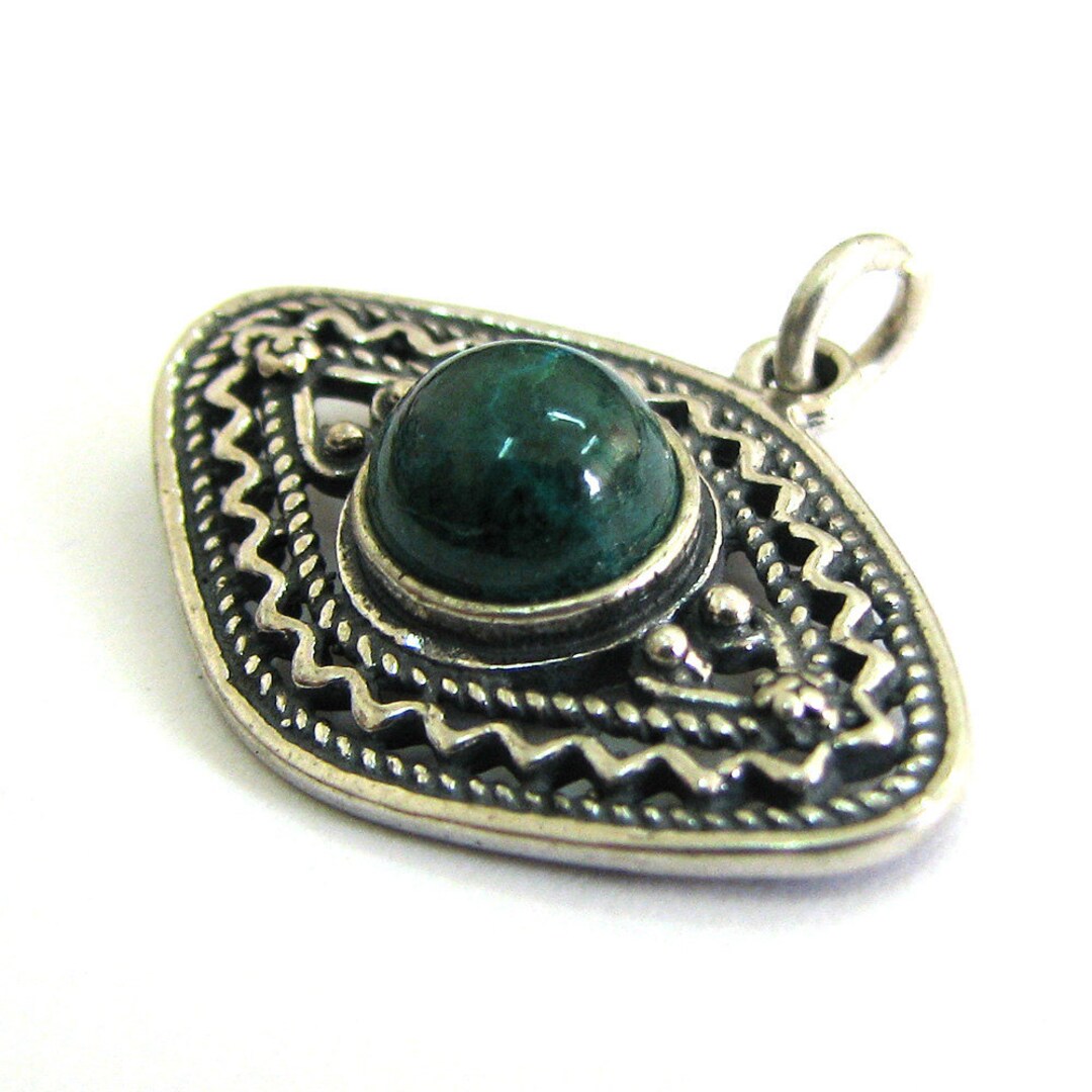 Sterling Silver 925 Eye Pendant, Decorated With Gemstone of Your Choice ...