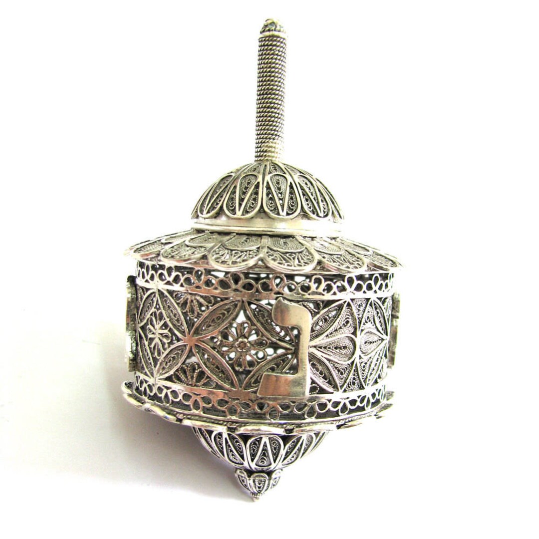 Exclusive Hanukkah Dreidel, 925 Sterling Silver, Filigree, Dreidle Box ...
