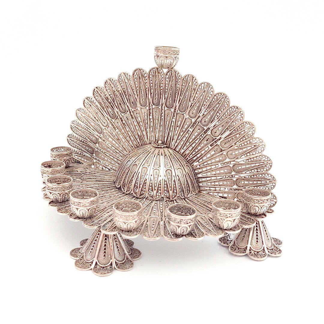 Sterling Silver Hanukkah Menorah, Silversmith Filigree, Judaica Art ...