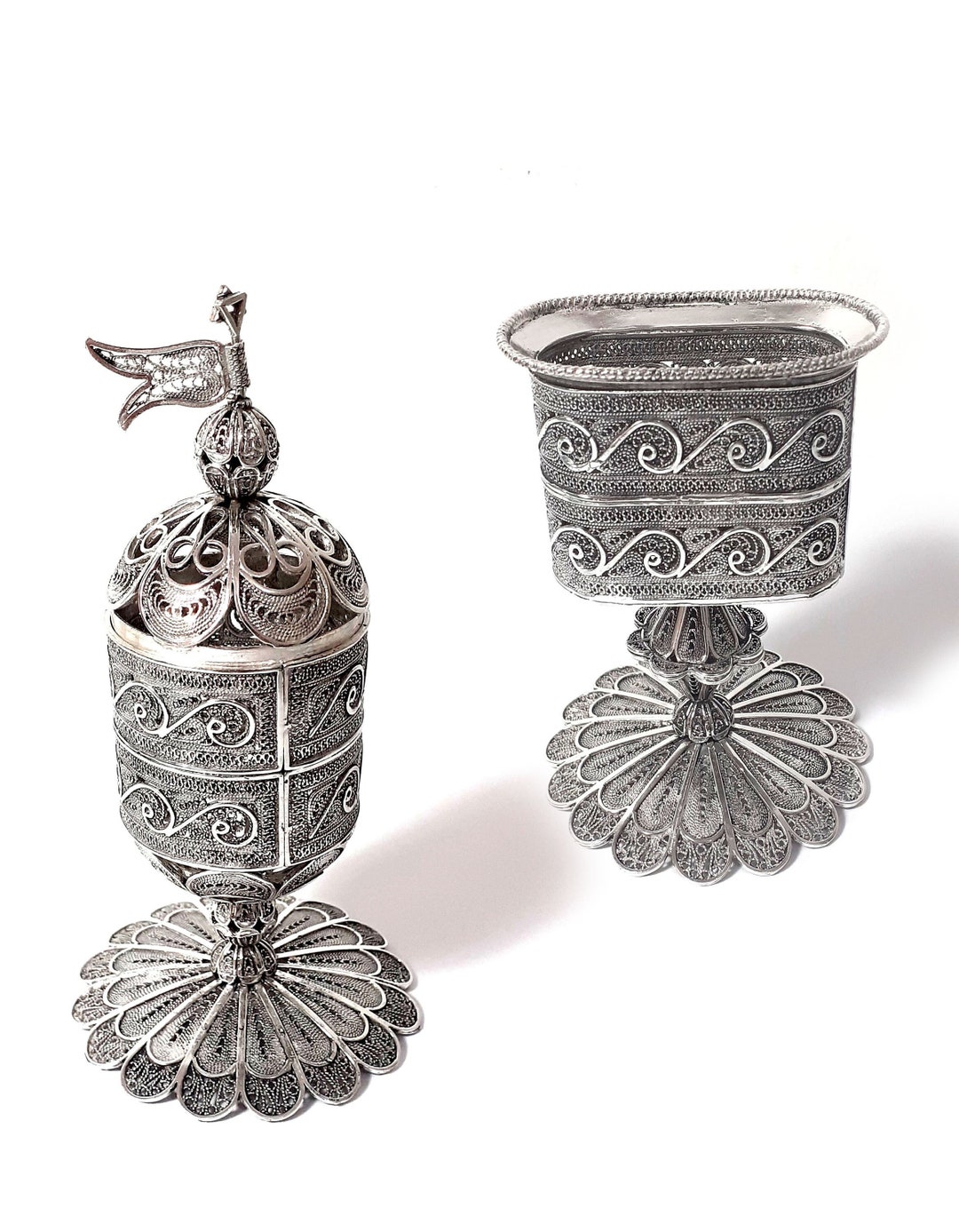 Exklusives Havdalah-Set, Sterlingsilber 925, filigraner Havdalah ...