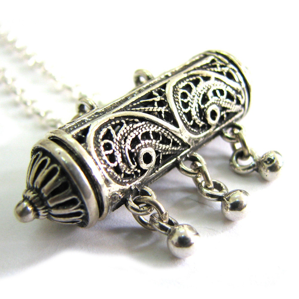 Chandelier Amulet Case and Necklace 925 Sterling Silver | Etsy