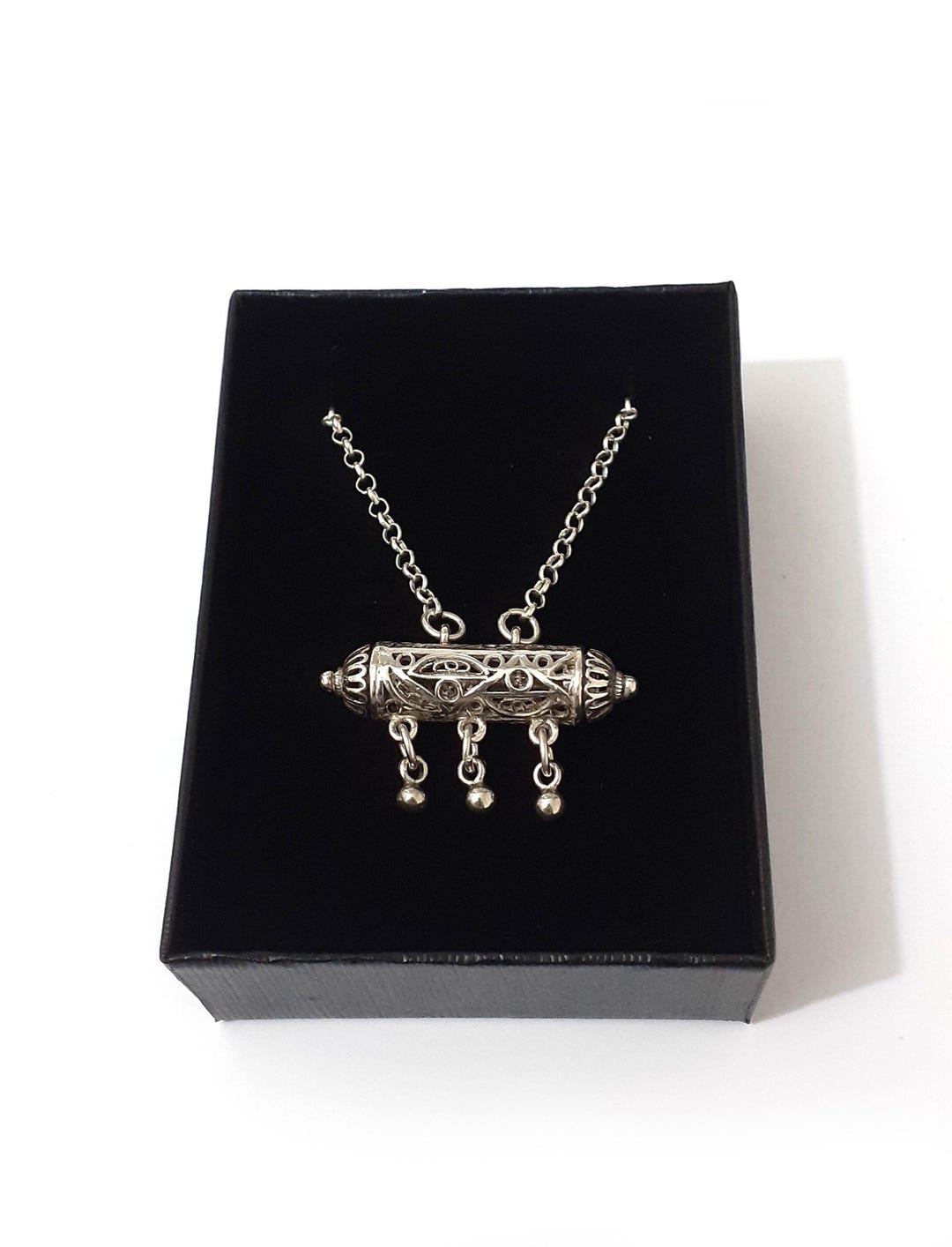 Sterling Silver Chandelier Amulet Case Necklace, Silversmith Handmade ...