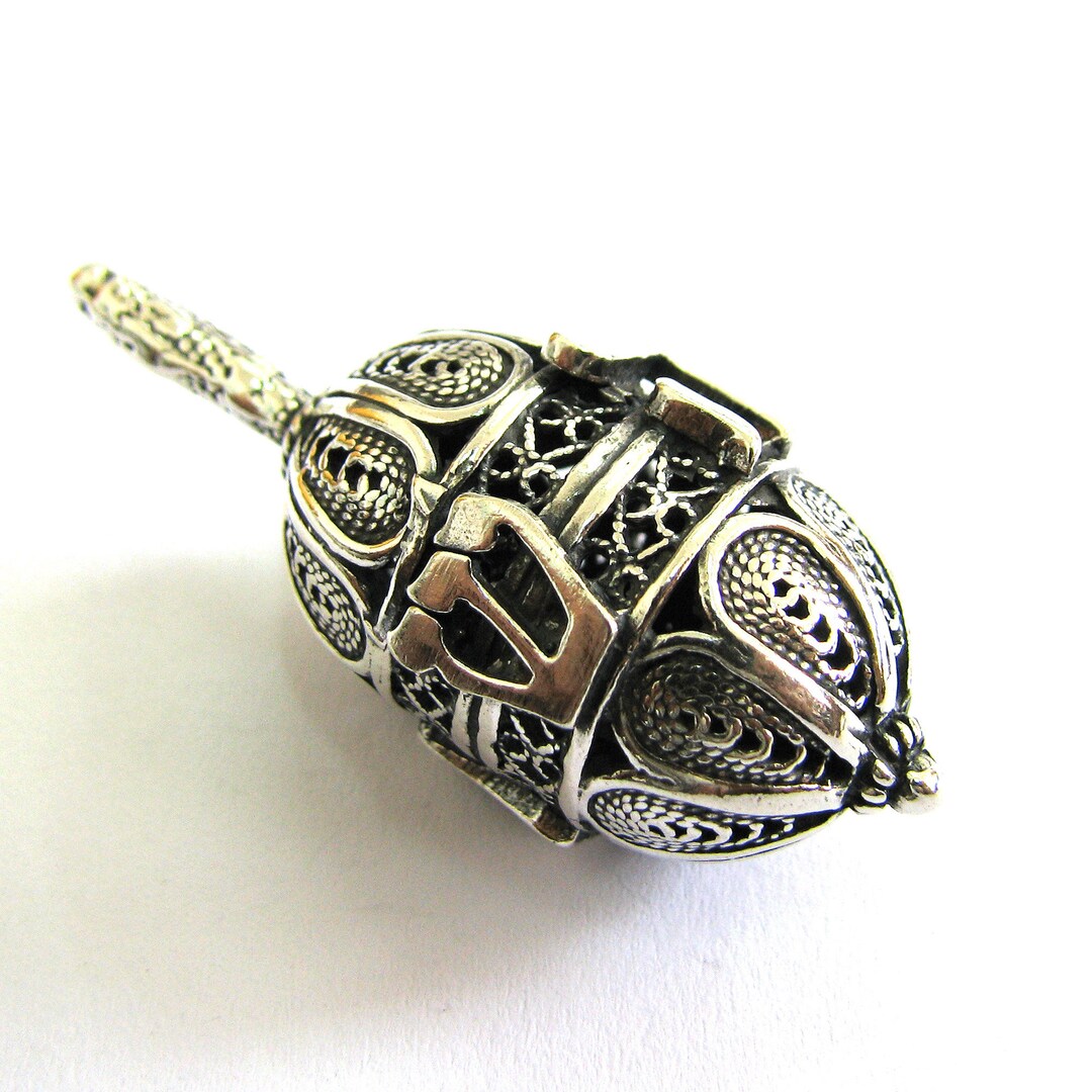 925 Sterling Silver Filigree Dreidel, Hanukkah Game, Artisan Judaica ...