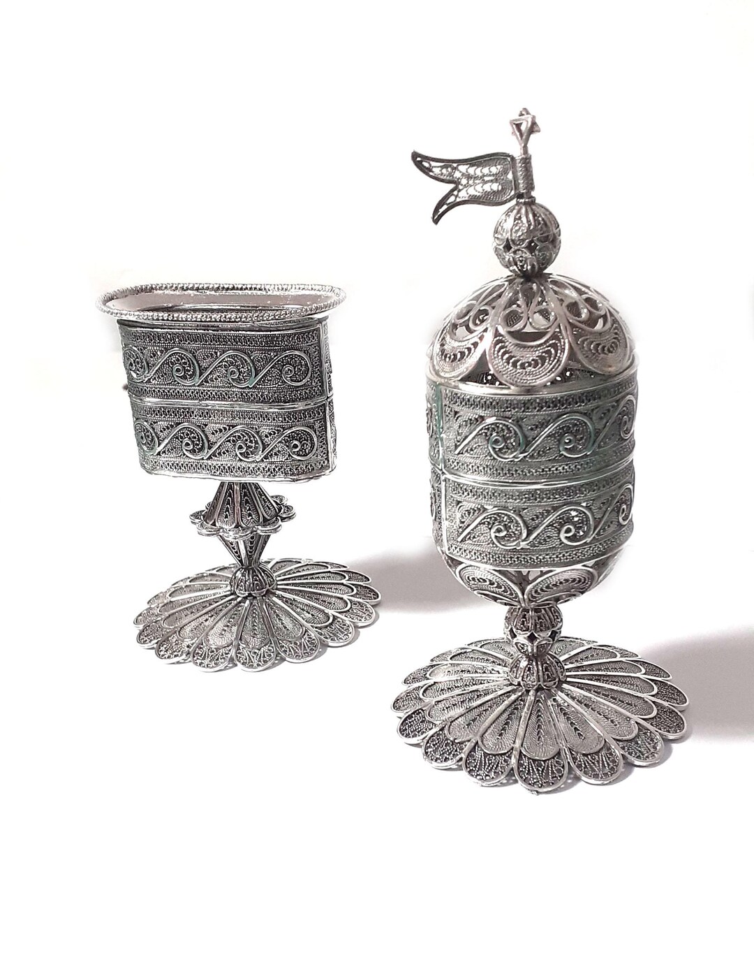 Sterling Silver Filigree Havdalah Set, Candle Holder, and Besamim ...