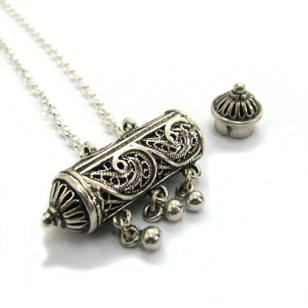 Sterling Silver Amulet Case Amulet Necklace Filigree | Etsy