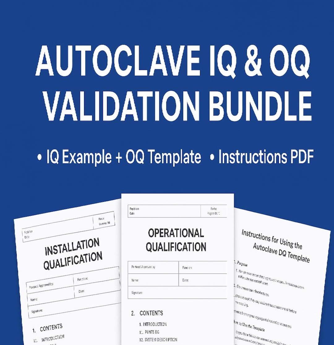 Autoclave IQ & OQ Validation Protocols | GMP Qualification Templates - Etsy