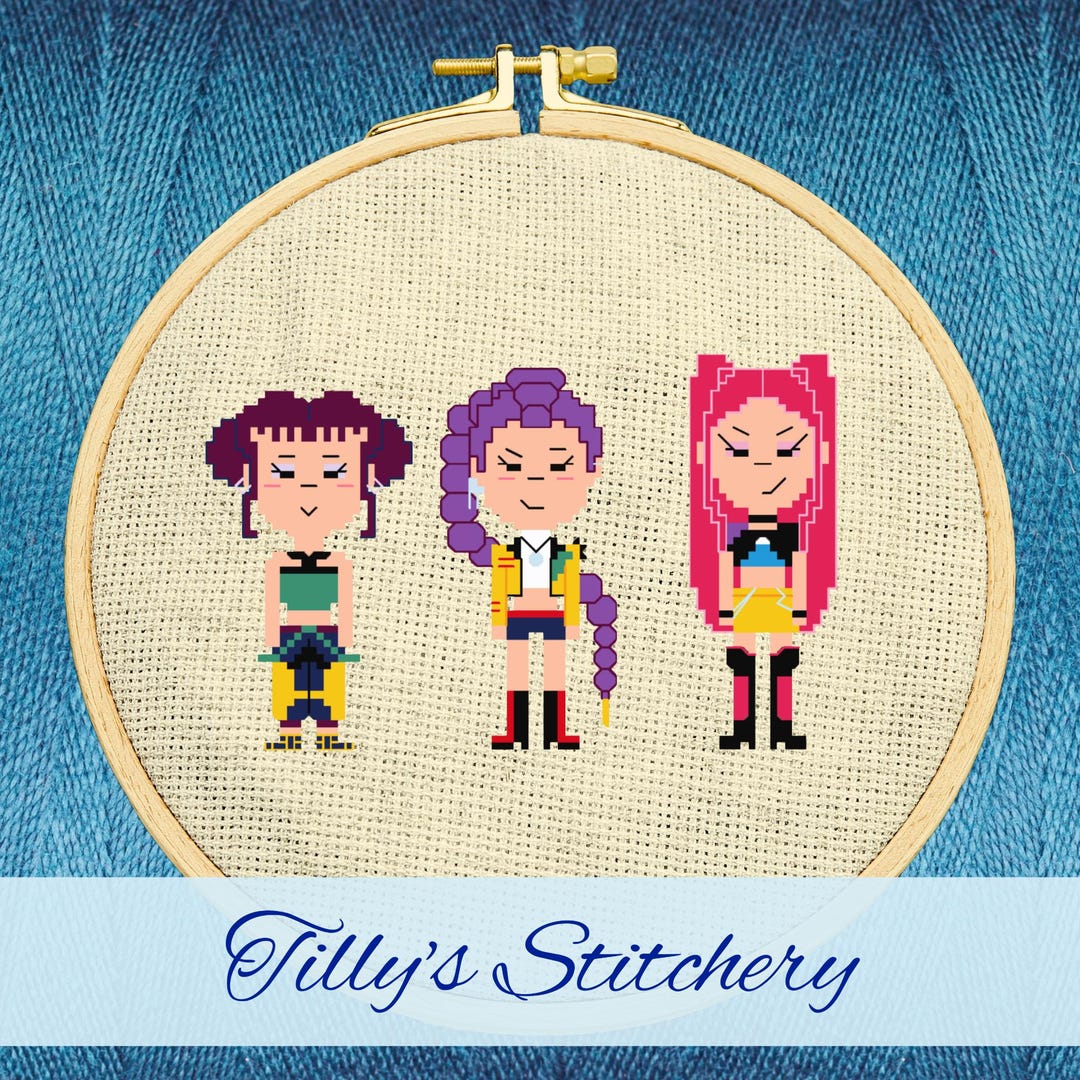 Huntrix K-pop Cross Stitch Pattern: Rumi, Mira, Zoey (PDF Download) - Etsy