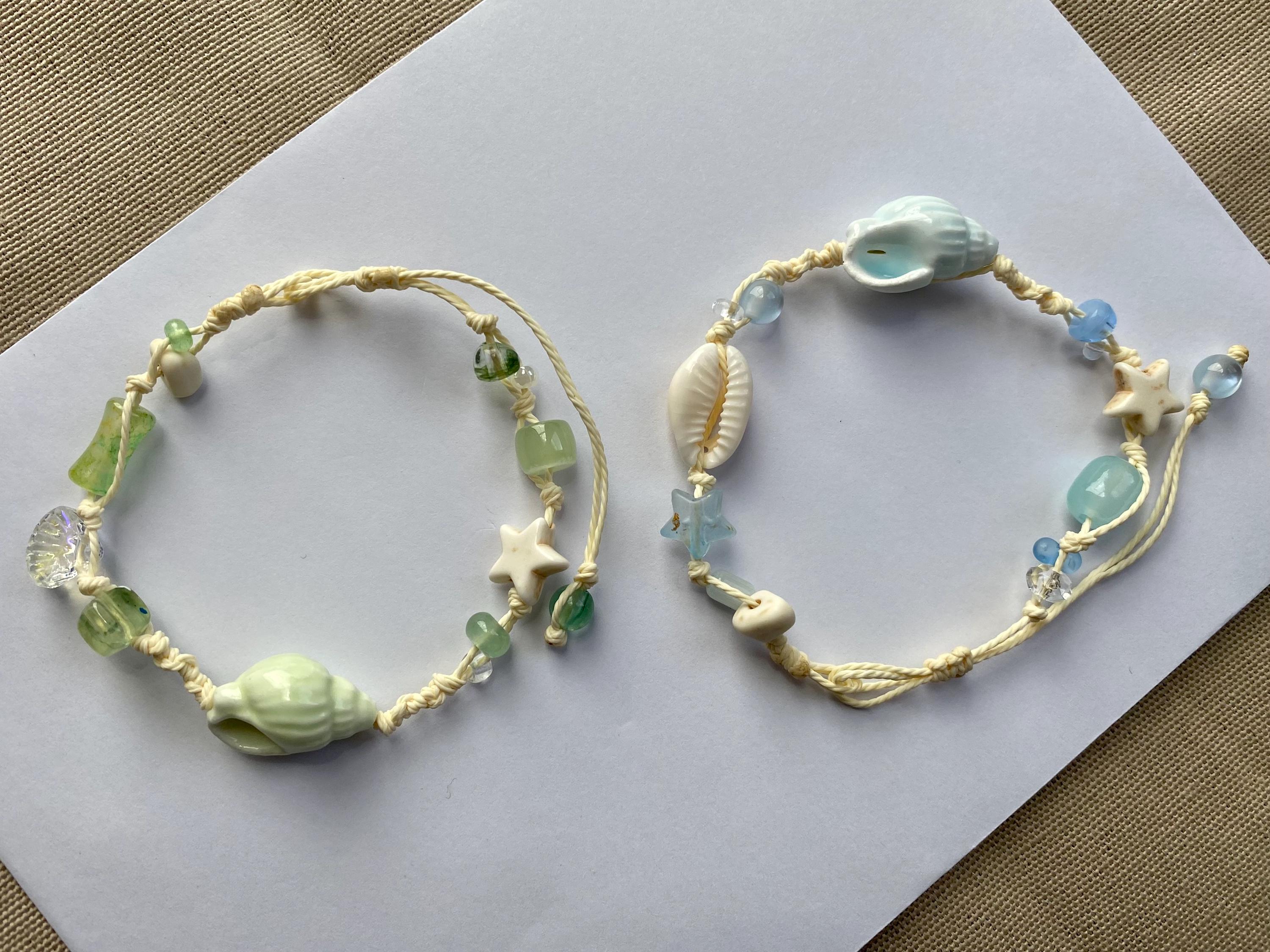 Ceramic Seashell Bracelet With Adjustable Waxed Cord, Beach Jewelry - Etsy